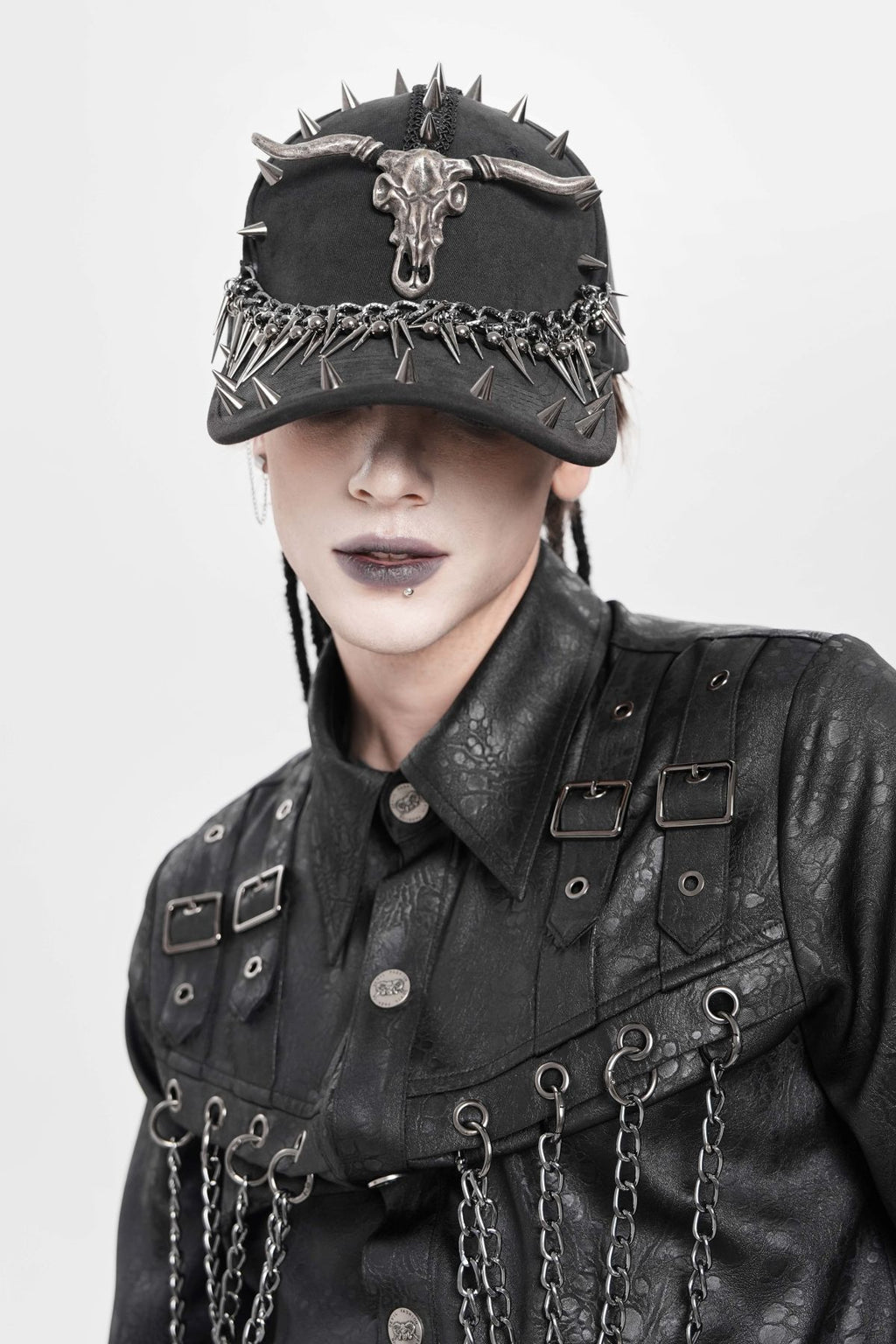 Horned Skull Spiked Cap | Punk Metal Spike Hat - Devil Fashion AS263 ...