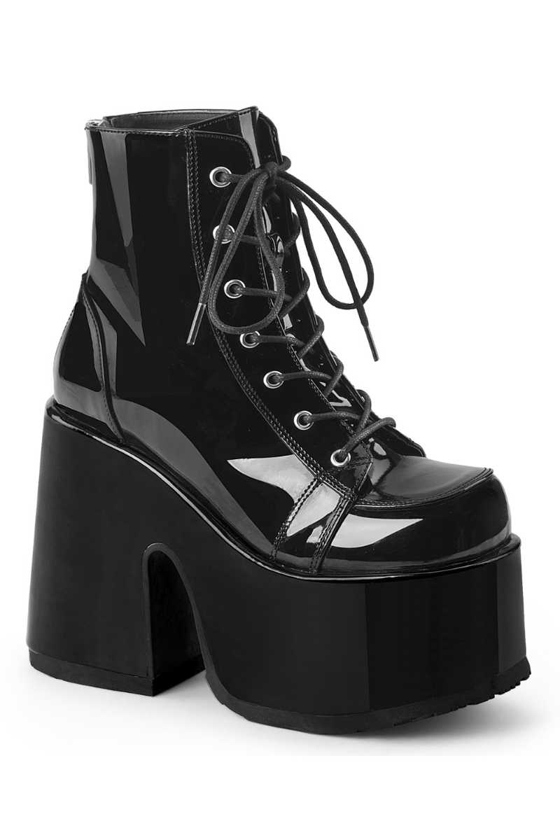 Demonia Camel-203 Black PA Punk Platform Chunky Heel Boots – OtherWorld ...