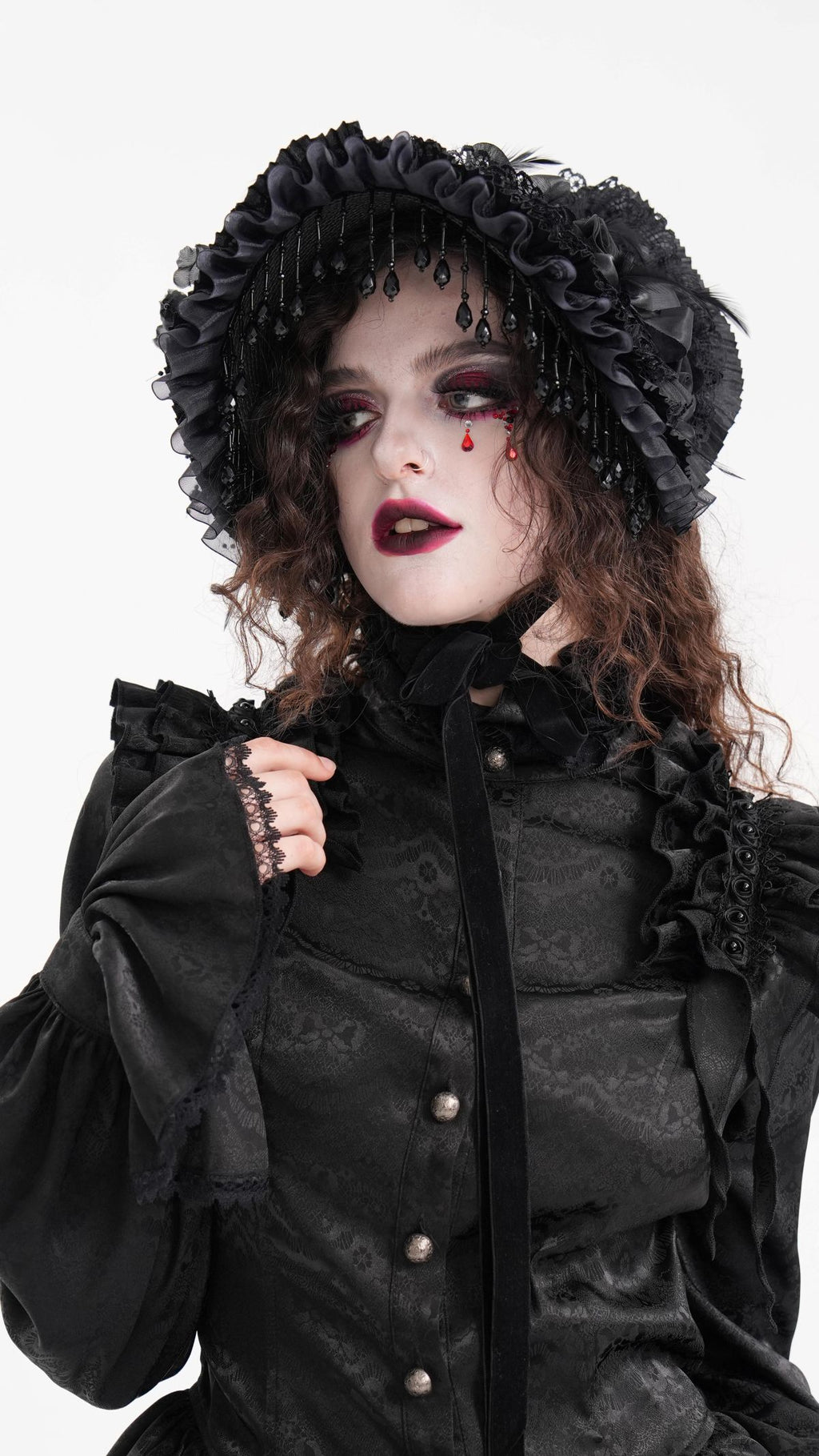 Gothic Victorian 19th Century Lace Bonnet - Devil Fashion AS195 ...
