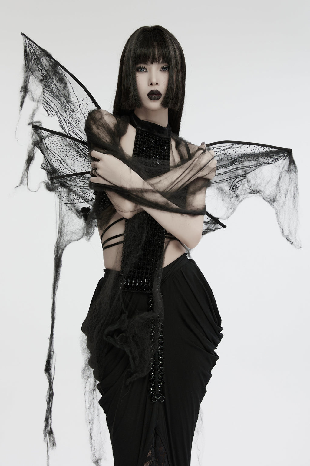 Gothic Fairy Moth Wings in Black Mesh - Punk Rave WS-736 – OtherWorld ...