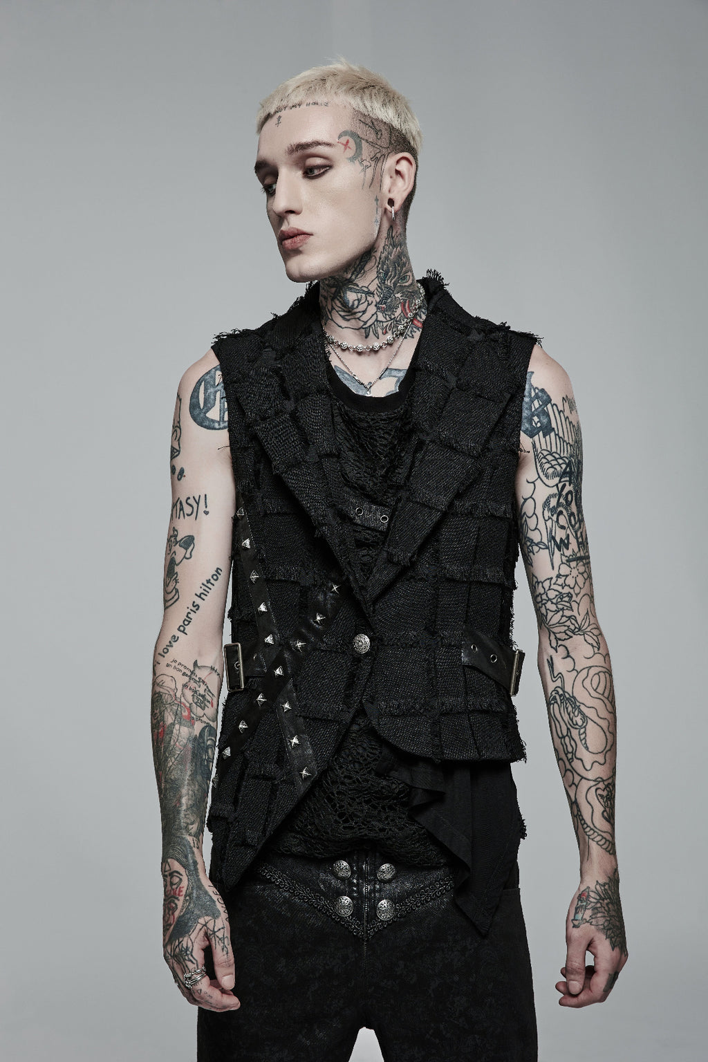 Punk Patchwork Vest – Asymmetric Style Punk Rave WY-1377 – OtherWorld ...