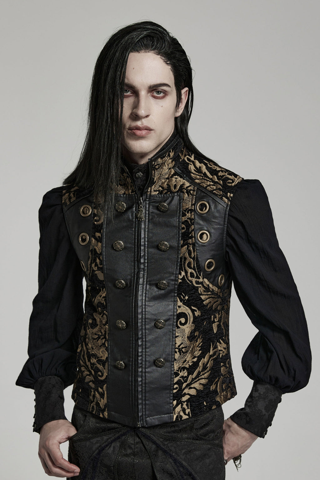 Gothic Victorian Steampunk Golden Brocade Waistcoat Punk Rave WY-1489 ...