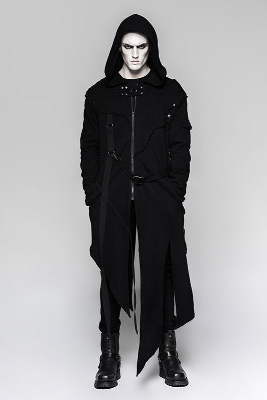 Post Apocalyptic Gothic Punk Cyberpunk Style Wraith Hood Men's Coat ...